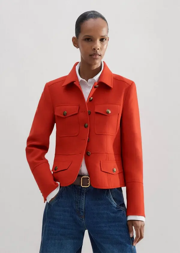 Me+Em Wool Military Jacket - Bitter Orange | Editorialist